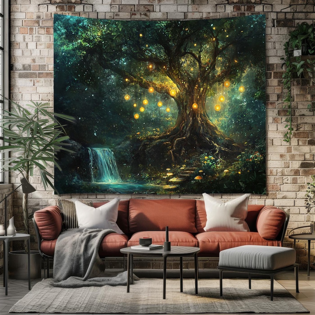 Enchanted Forest Tree Wall Hanging Tapestry - Magical Fantasy Art ...