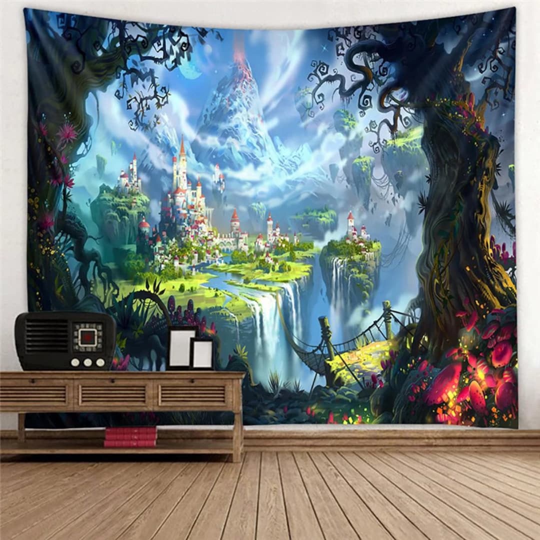 Castle Wall Tapestry Fantasy Castle Tapestry Wall Hanging - Etsy