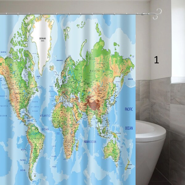 World Map Fabric Curtains - Etsy