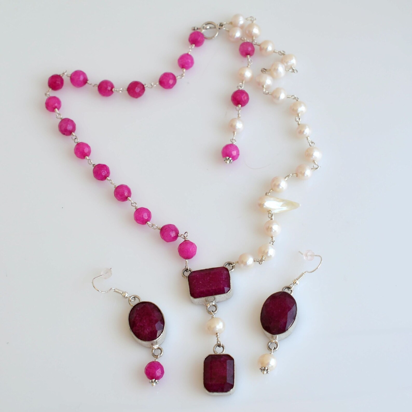 Pearl Necklace, Ruby Pendant, Gemstone Pendant, Gemstone Necklace ...