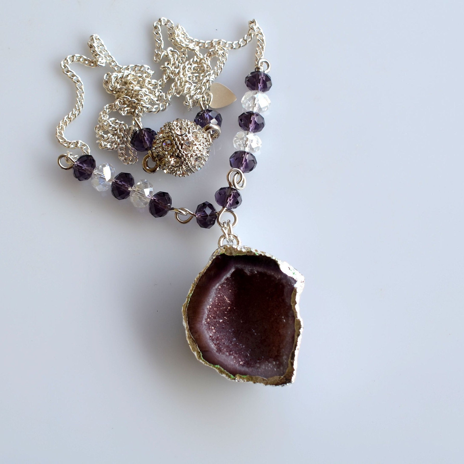 Druzy Geode Agate Pendant, Purple Druzy Pendant, Druzy Necklace ...