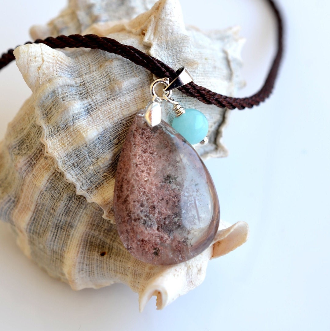 Lodolite Pendant, Phantom Quartz Pendant, Pink Lodolite, Gemstone ...