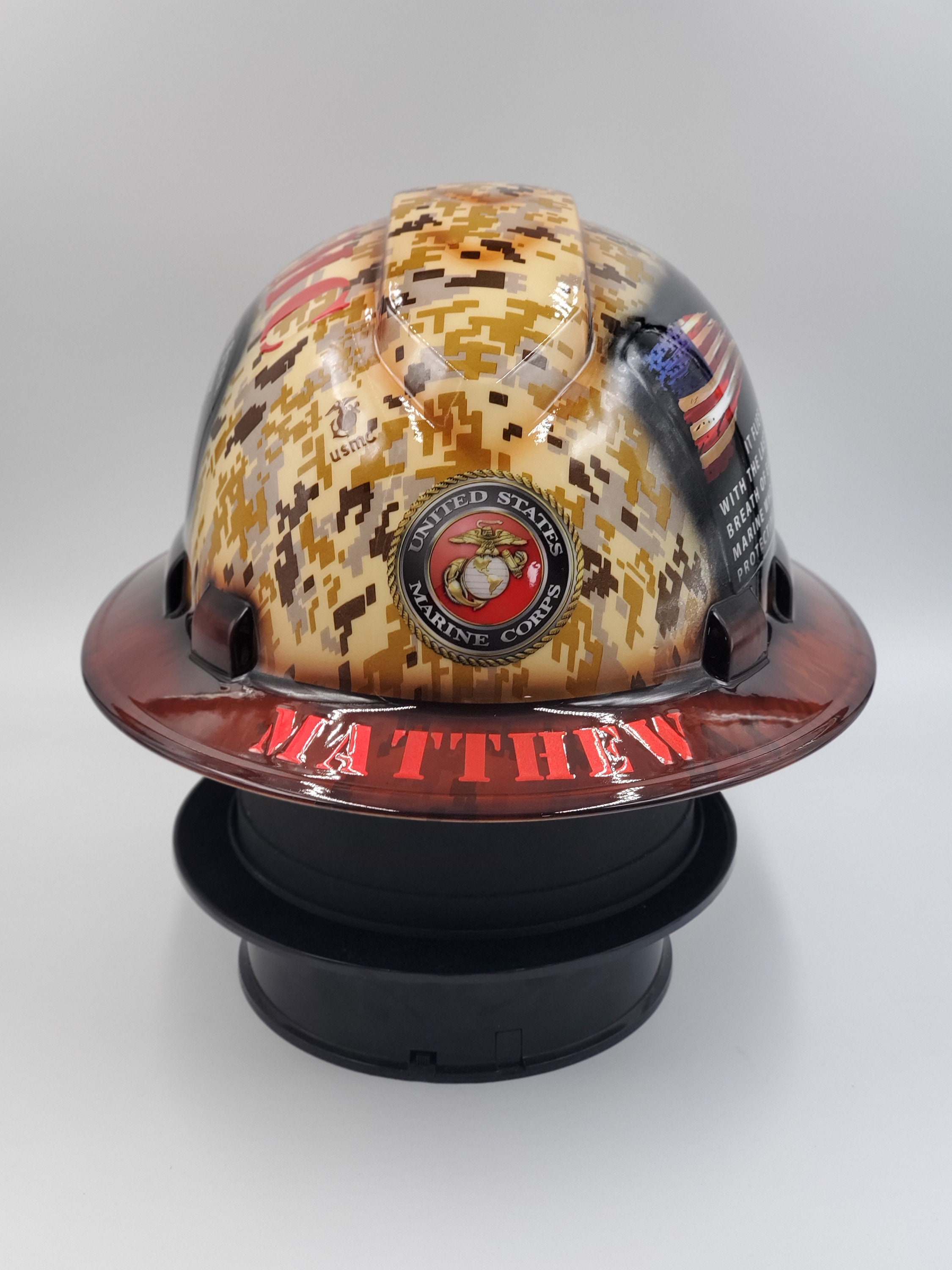USMC Jordan Full Brim Custom Hard Hat. Photos for This Listing - Etsy