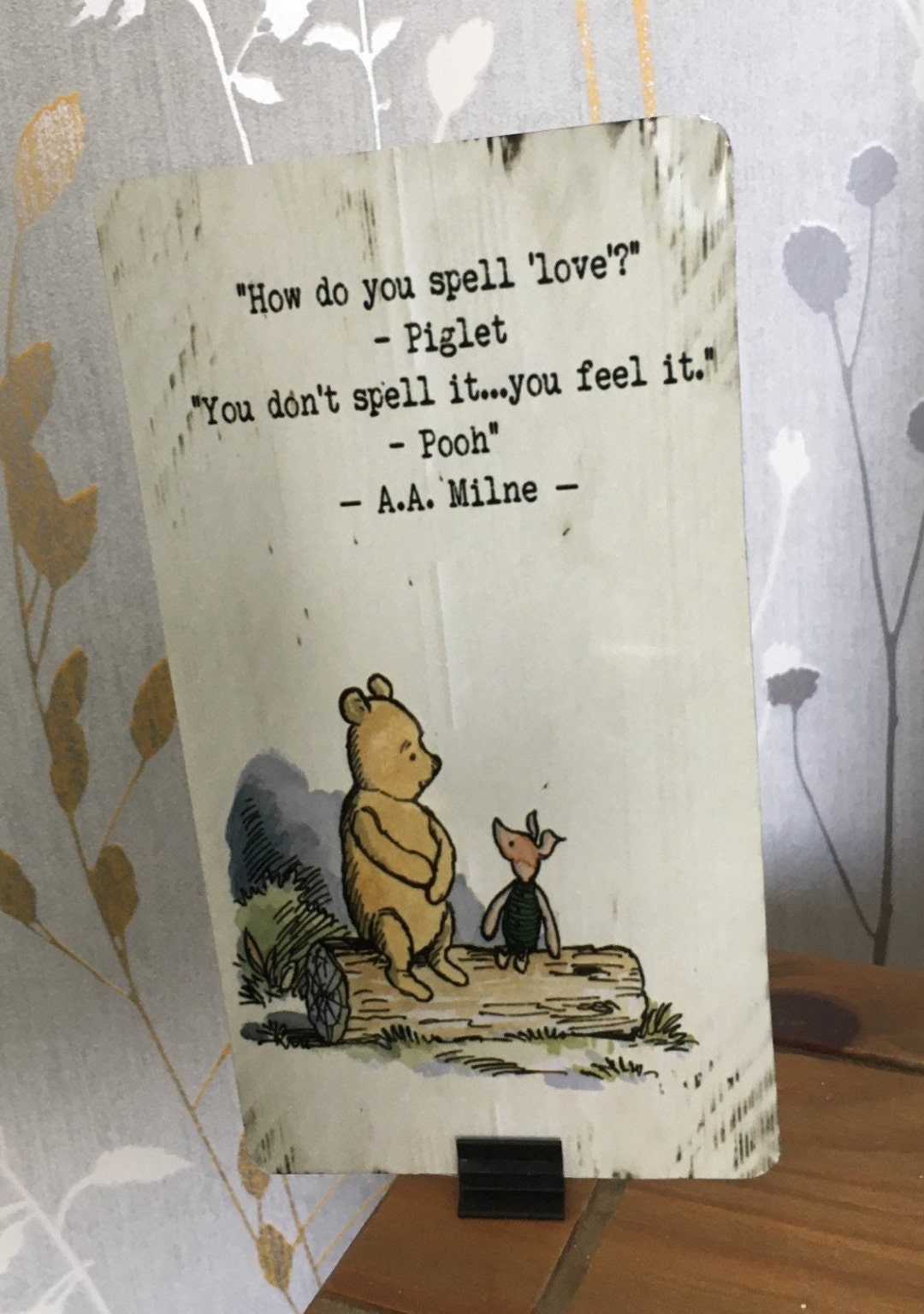 Rustic How Do You Spell Love Winnie Pooh Hanging Free Standing Metal ...