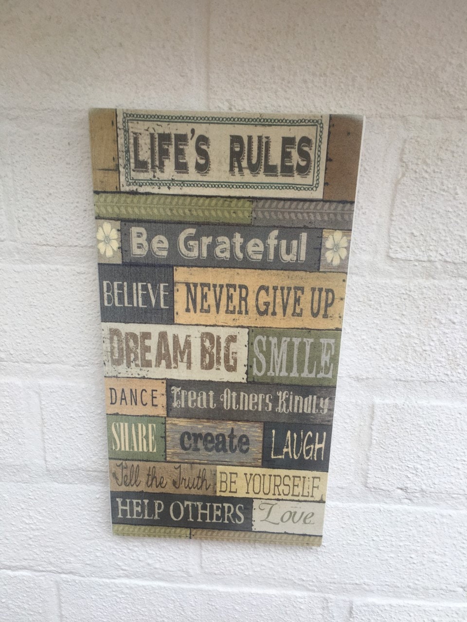 Lifes Rules Hanging Wall Wooden Sign - Etsy