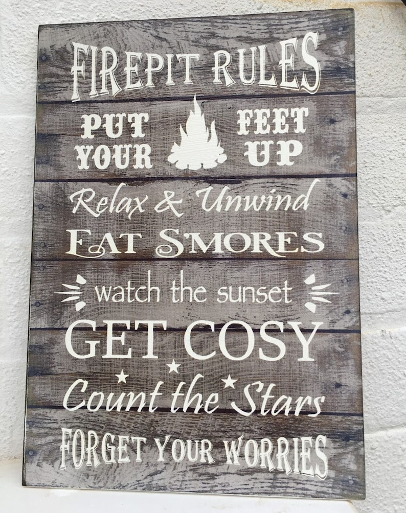 Rustic Fire Pit Bbq Wooden Hanging Sign Plaque - Etsy
