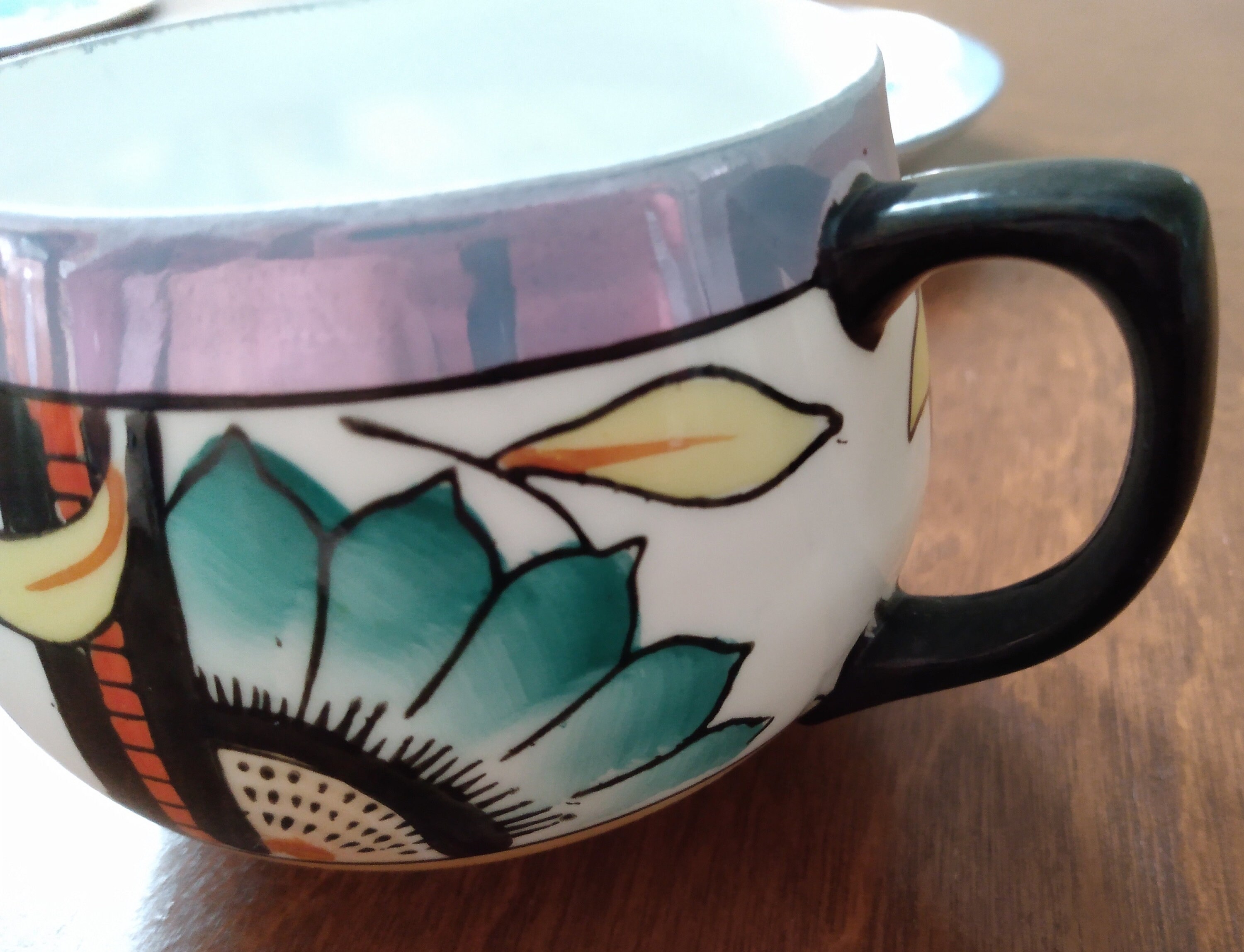 Chikaramachi 1 Teacup and Saucer Lusterware Vintage Floral Flower Japan ...
