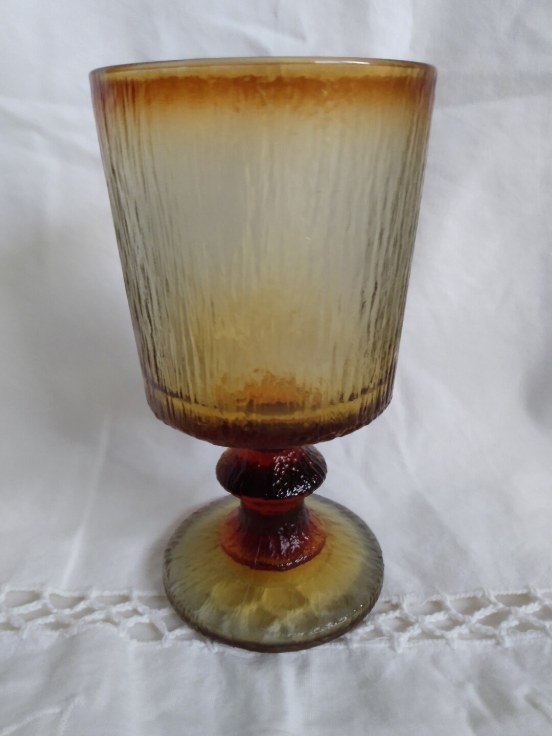 Vintage Textured Shaded Amber Pedestal Glass - Etsy