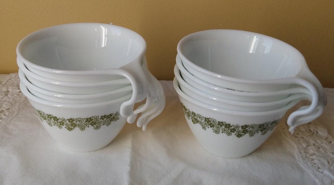 8 Corning Corelle Spring Blossom Crazy Daisy Coffee Mugs, Retro Corelle ...