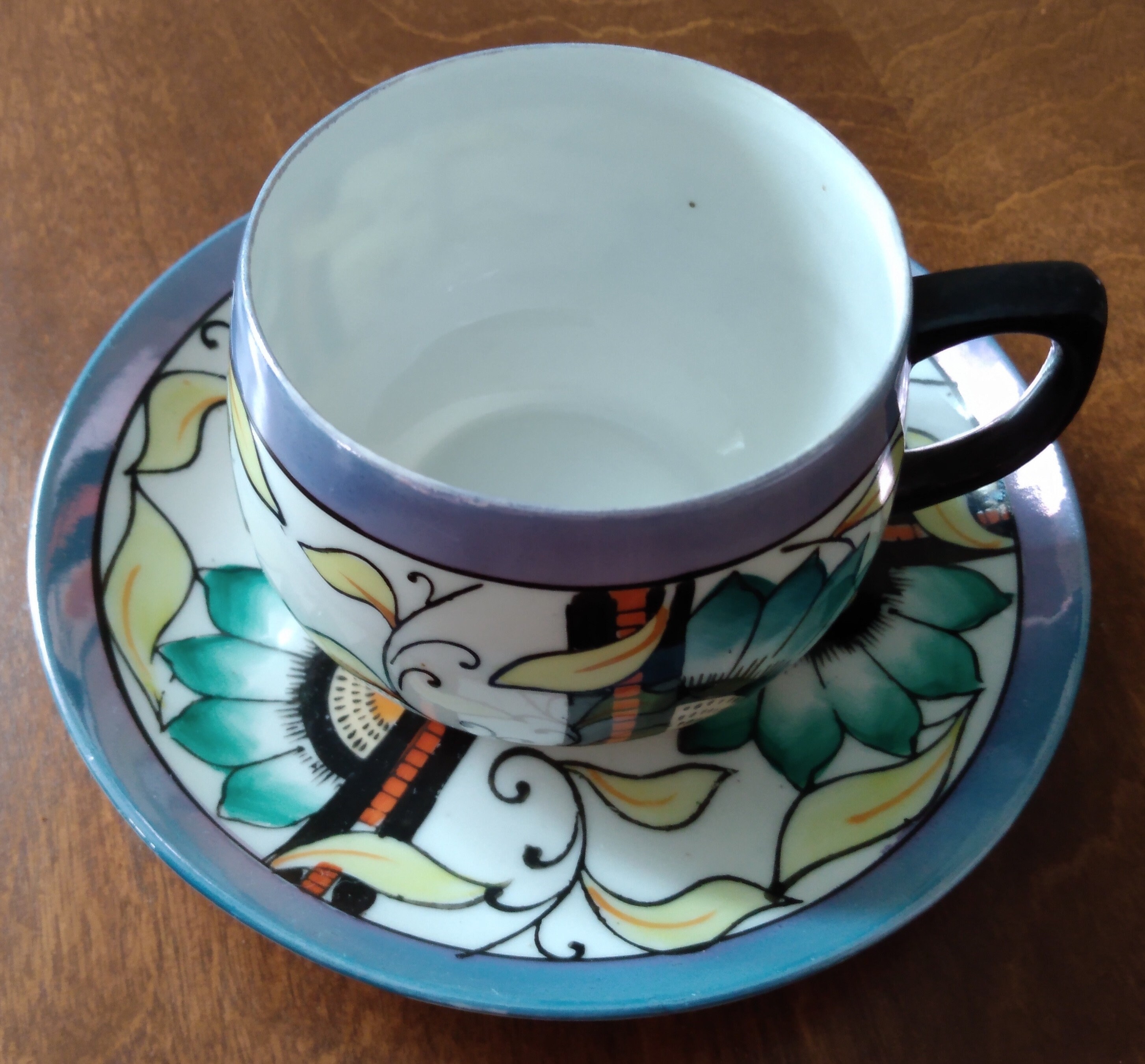 Chikaramachi 1 Teacup and Saucer Lusterware Vintage Floral Flower Japan ...