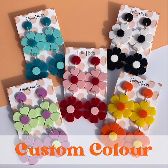 Custom Colour Double Daisy Flower Power Statement Hanging - Etsy