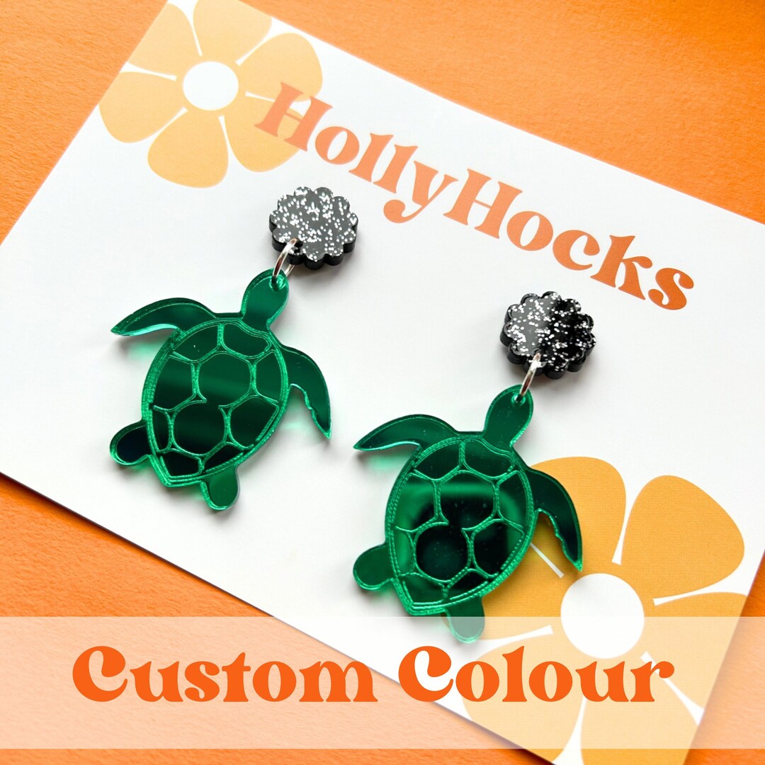 FIVER FRIDAY Turtle Shimmer Green Sea Life Lasercut Acrylic Earrings - Etsy