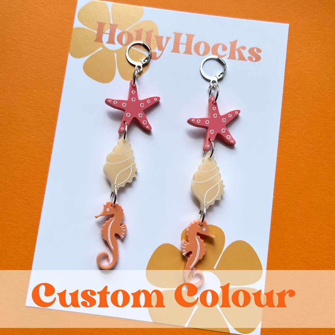 Triple Under the Sea Starfish Conch Shell Seahorse Lasercut Acrylic ...