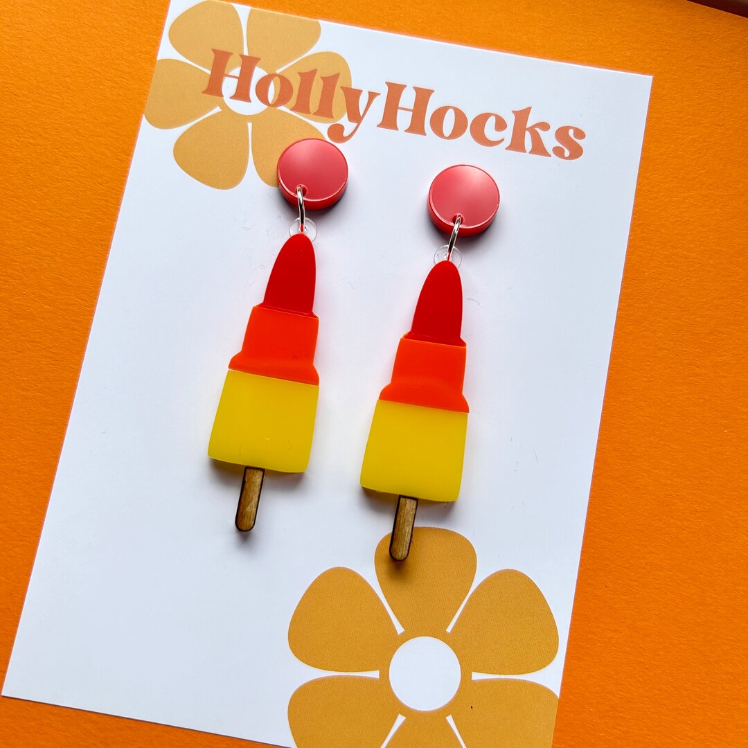 Rocket Ice Lolly Summer Statement Acrylic Hanging Earrings Brooch ...