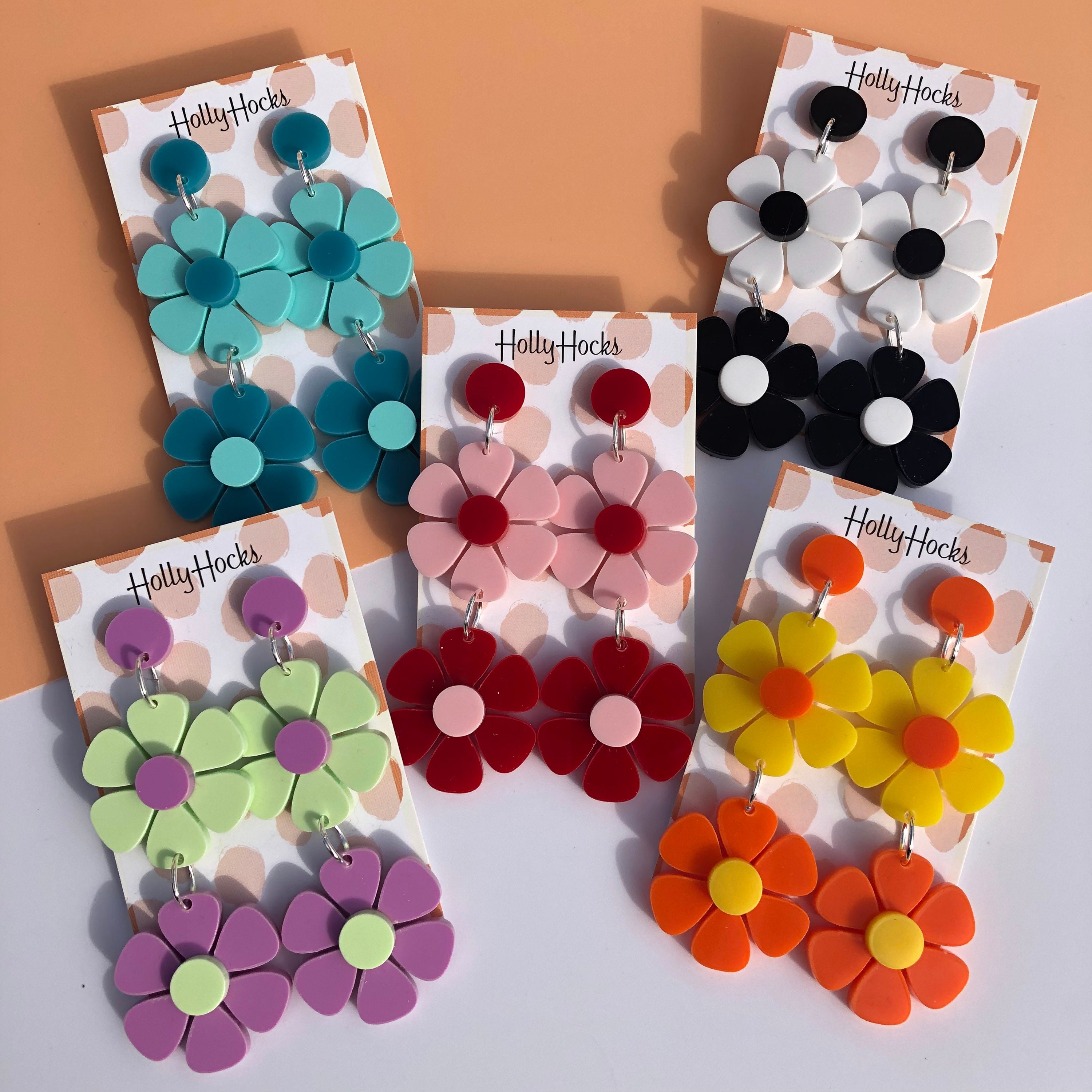 Custom Colour Double Daisy Flower Power Statement Hanging | Etsy