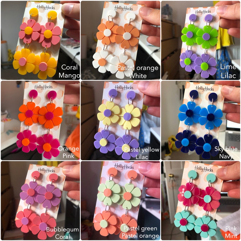 Custom Colour Double Daisy Flower Power Statement Hanging - Etsy