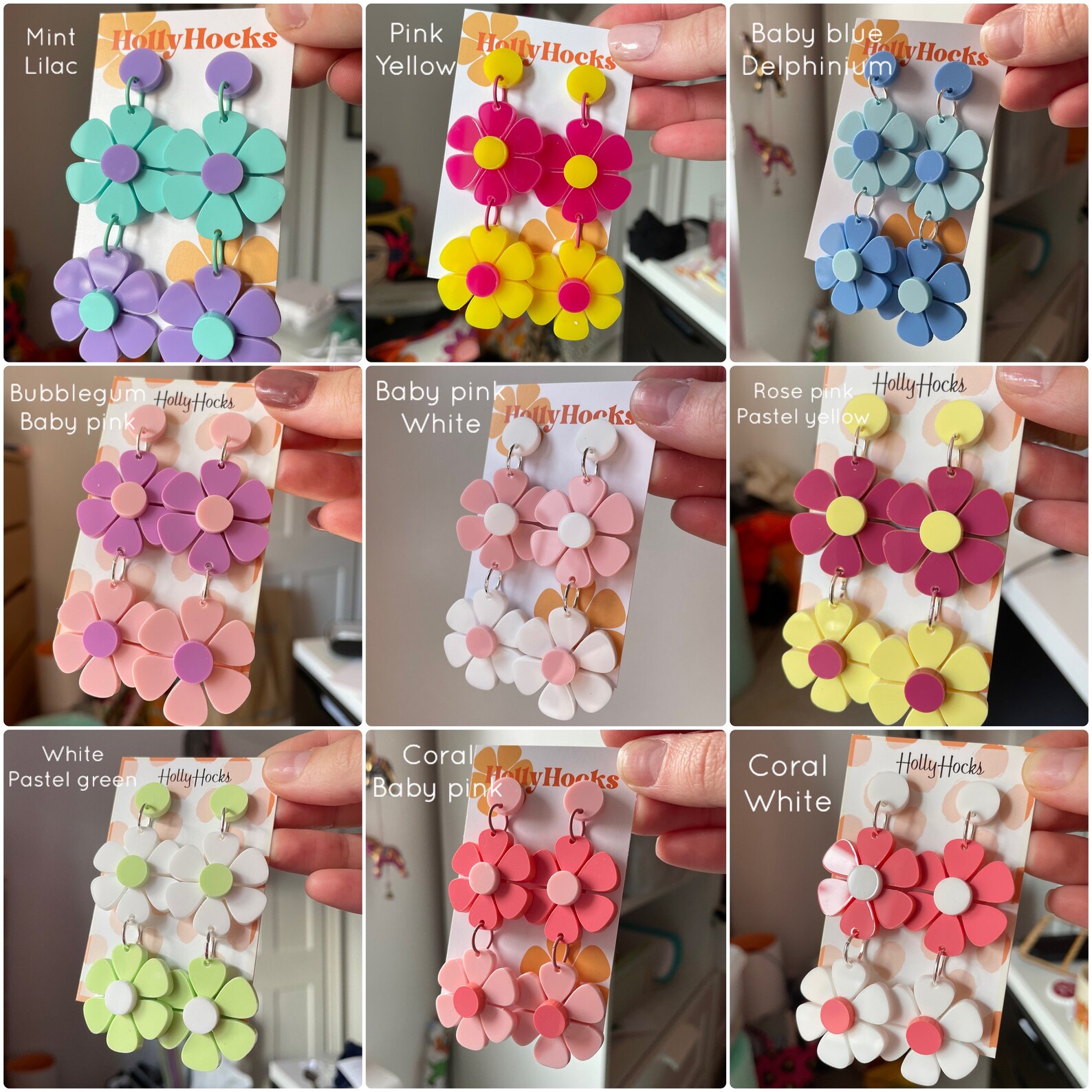Custom Colour Double Daisy Flower Power Statement Hanging - Etsy