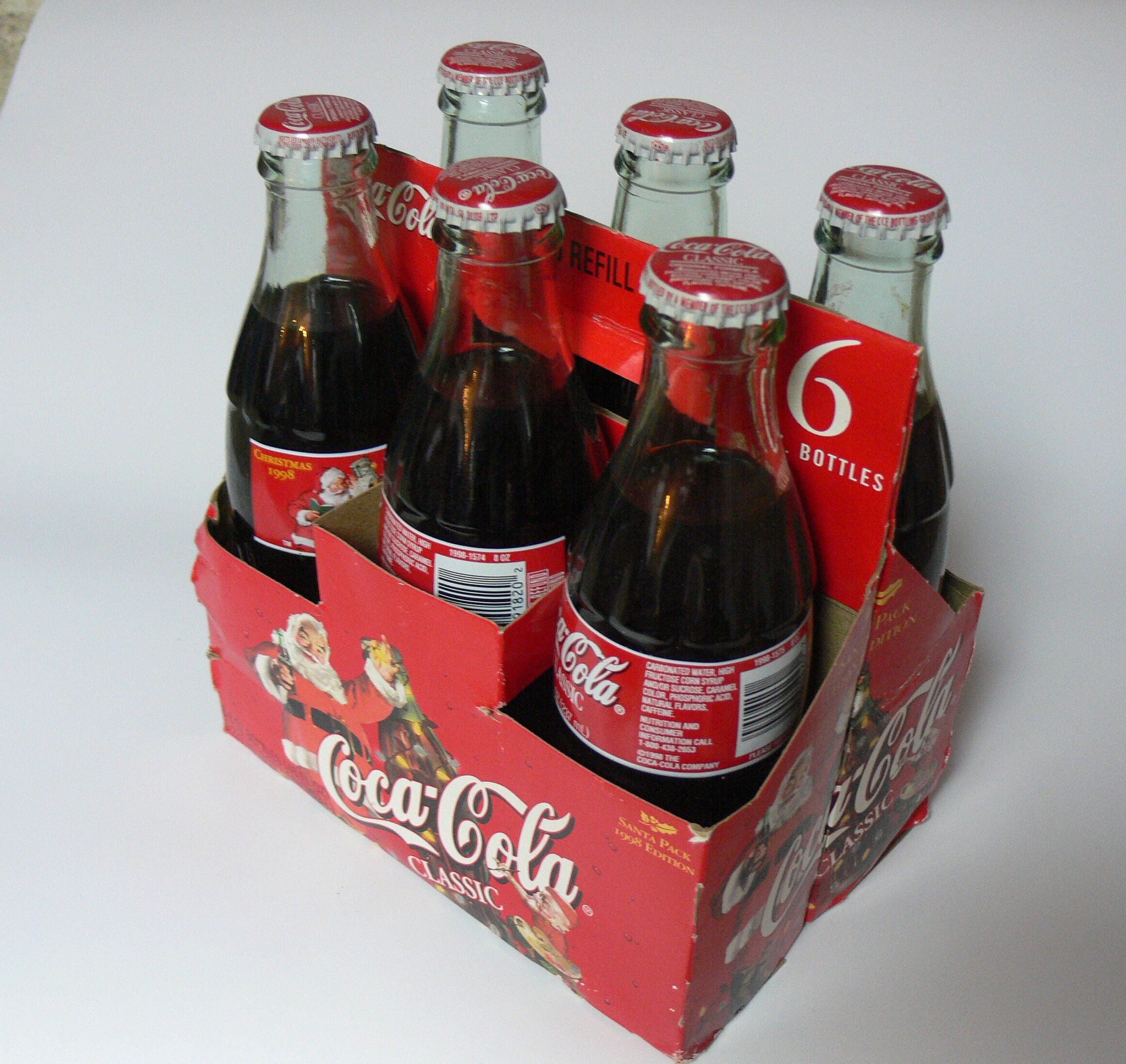 1998 Coca-cola Christmas 6-pack | Sealed 8 Oz Classic Bottles | Vintage ...
