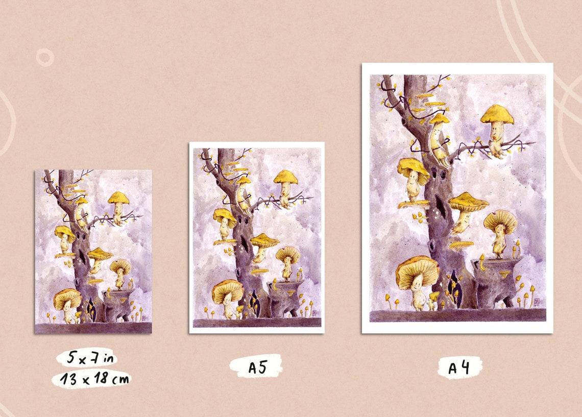 Lámina Ilustrada Decorativa Infantil Setas Mágicas en el - Etsy España