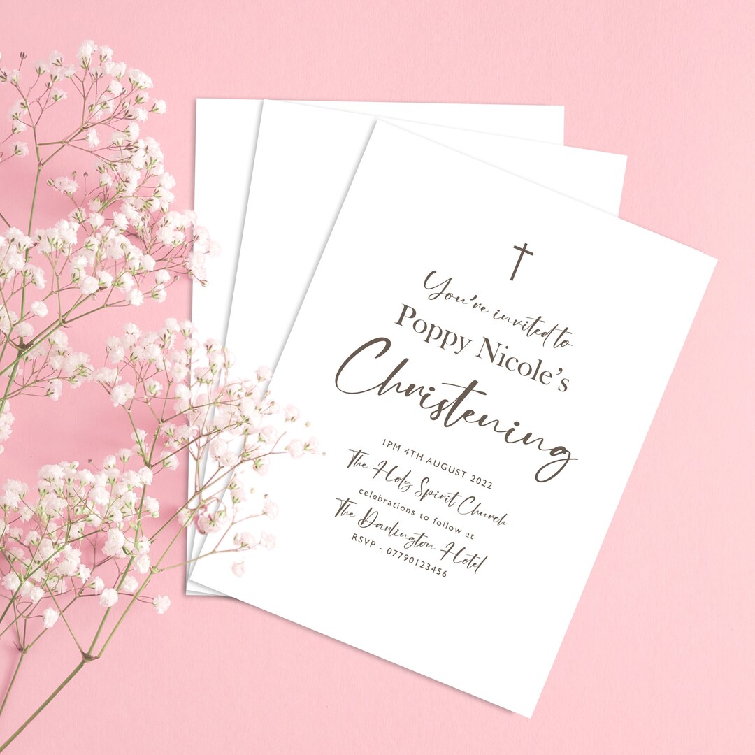 Christening - Invitation - Simplistic Design Any Colour - Baptism ...