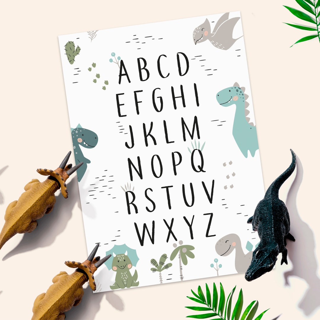 Dinosaurio Letras del alfabeto póster impreso personalizado para la ...
