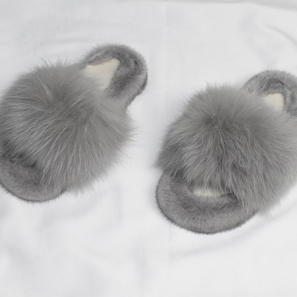 Mink Fur Slides - Etsy