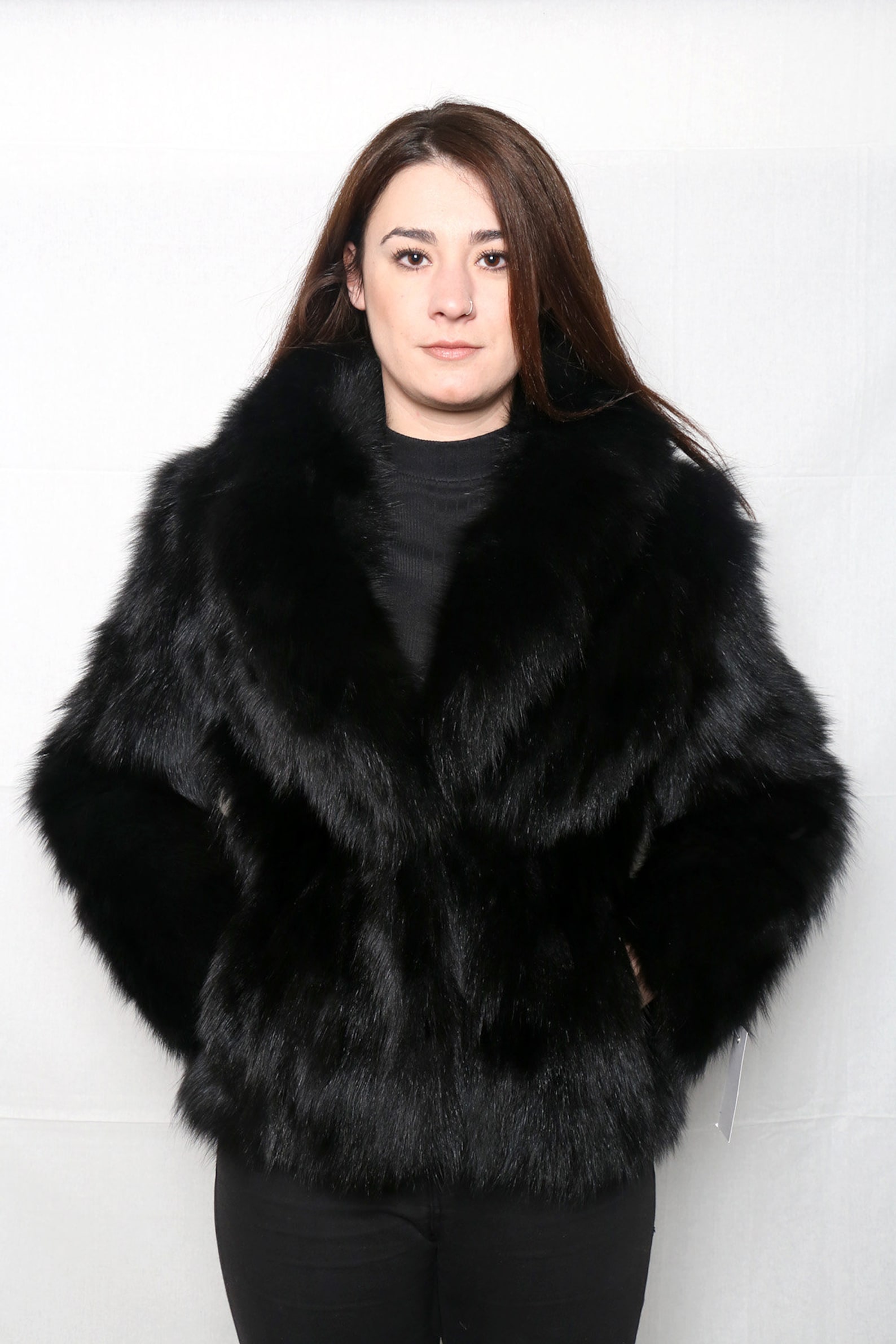 Black Fox Jacket | Fox Fur Jacket | Warm Fox Fur Jacket Black Color ...