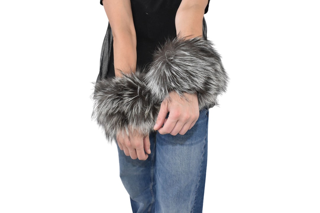 Silver Fox Fur Cuffs | Fur Cuffs for Sleeves | Detachable Fur Cuffs ...