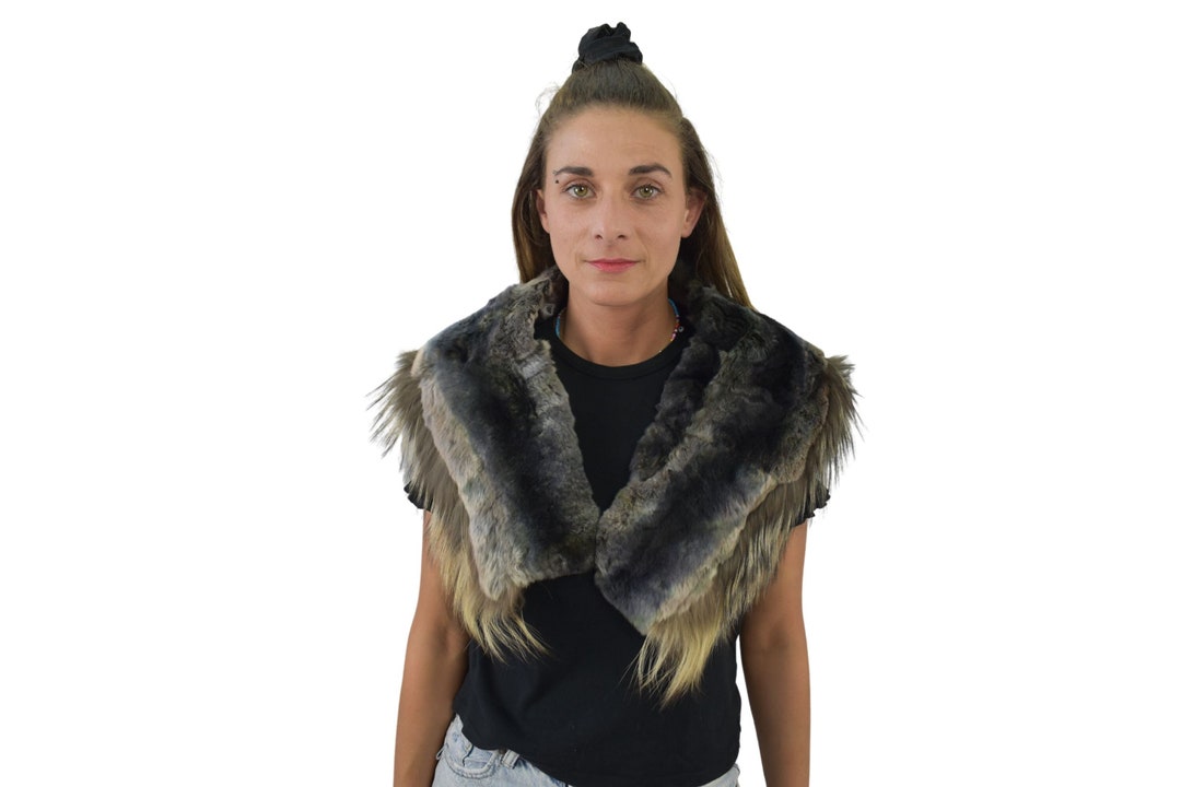 Natural Rex Rabbit Fur Collar. Fox and Rex Rabbit Collar . Fur Stole ...