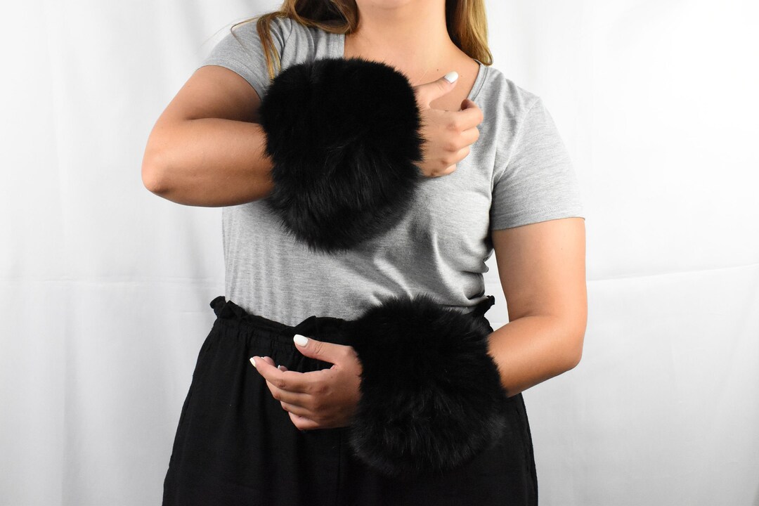 Gorgeous Black Fox Fur Cuffs Detachable Fur Cuffs Fox Fur Women Cuffs ...
