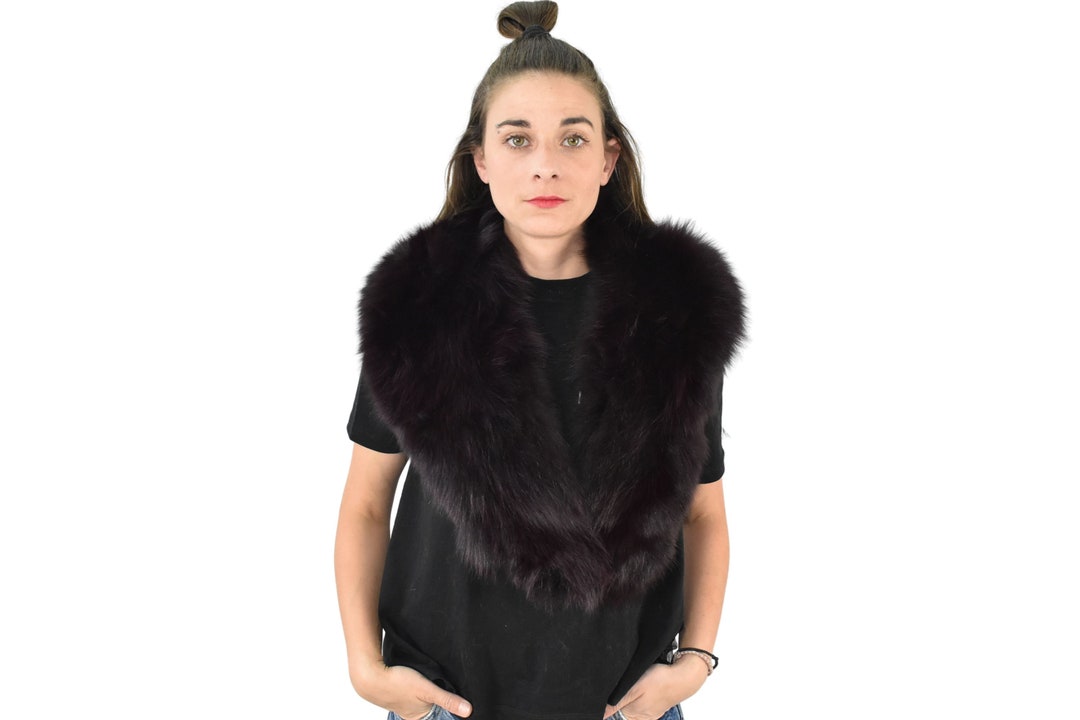 Big Fox Fur Collar / Gift for Her Natural Fur Collar / Detachable Fur ...