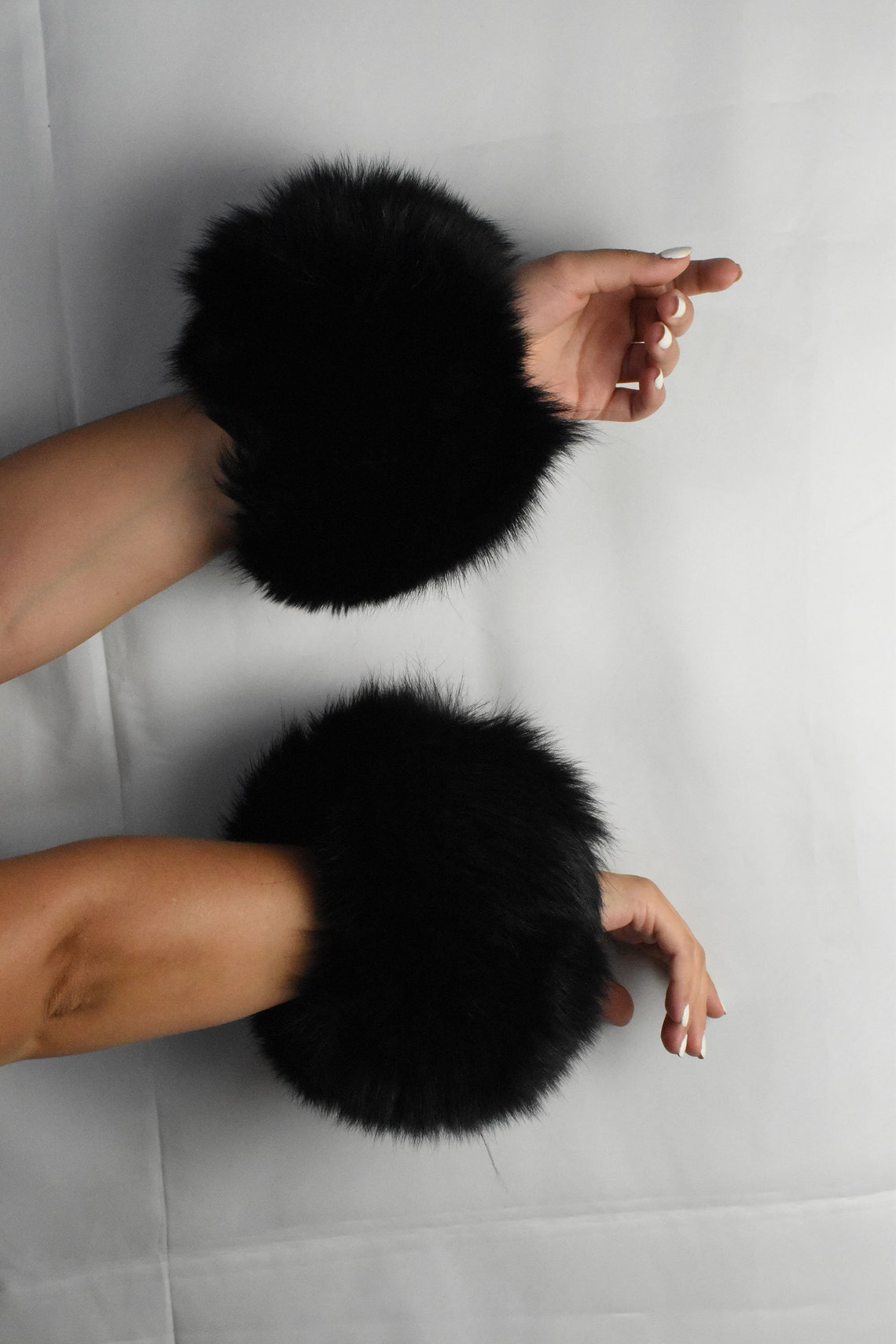 Elegant Black Fur Cuffs | Sleeve Cuffs | Detachable Fur Cuffs | Fox Fur ...