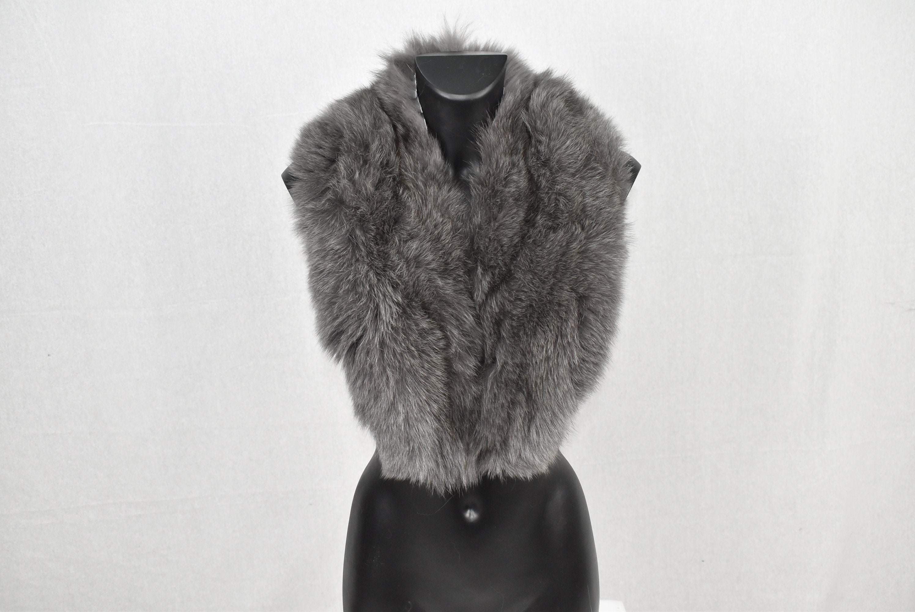 Natural Fox Fur Collar Fox Fur Cuffs Detachable Gray Fur - Etsy
