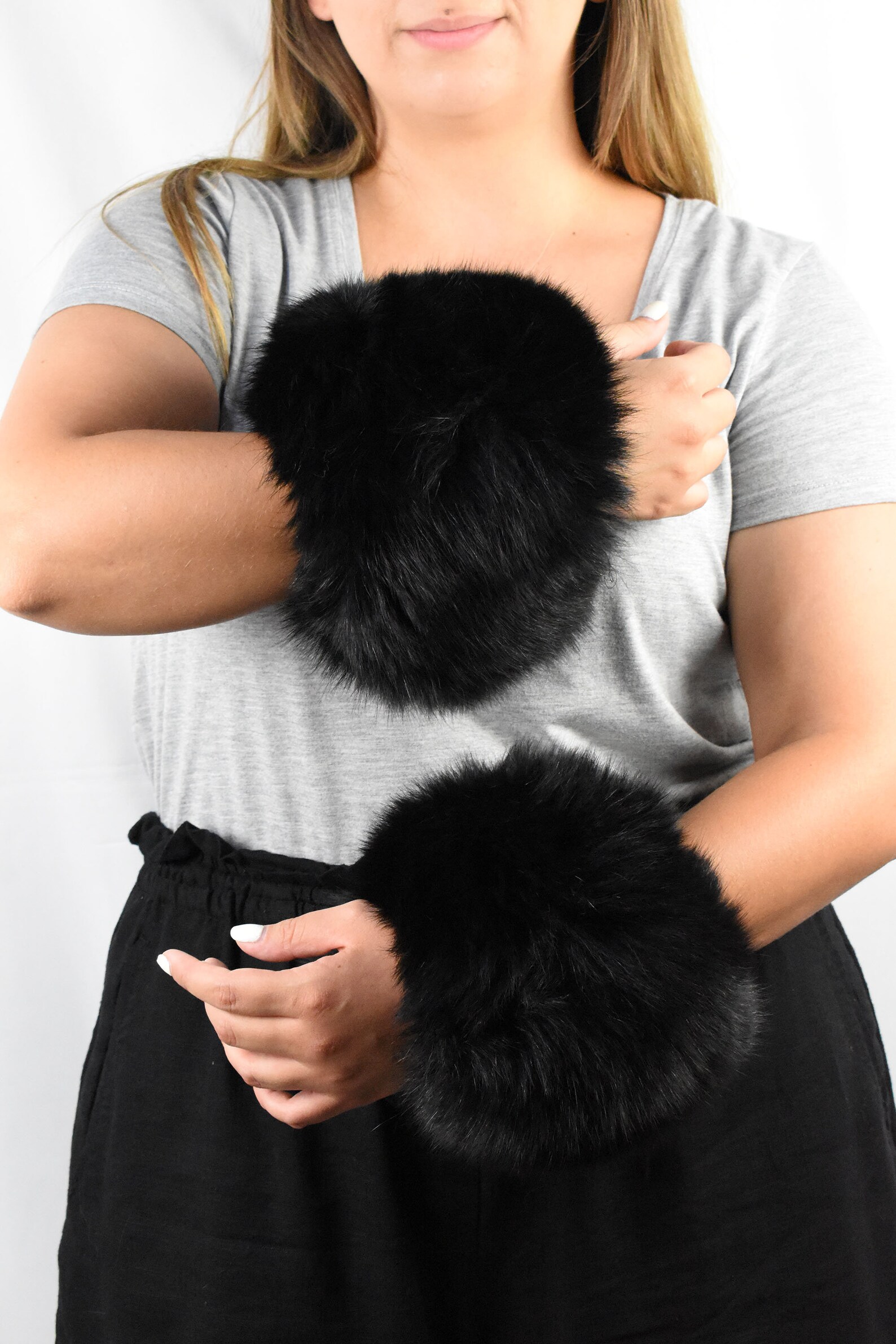 Elegant Black Fur Cuffs | Sleeve Cuffs | Detachable Fur Cuffs | Fox Fur ...