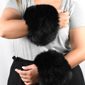 Elegant Black Fur Cuffs | Sleeve Cuffs | Detachable Fur Cuffs | Fox Fur ...