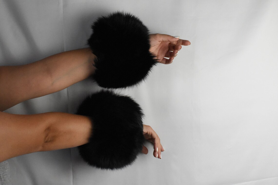 Elegant Black Fur Cuffs | Sleeve Cuffs | Detachable Fur Cuffs | Fox Fur ...