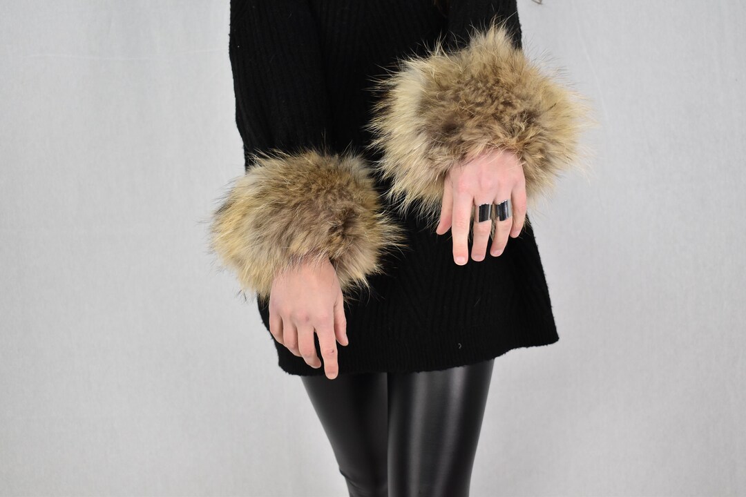 Elegant Beige Fur Cuffs -cozy Winter Accessory Fur Cuffs , Coat Cuffs ...