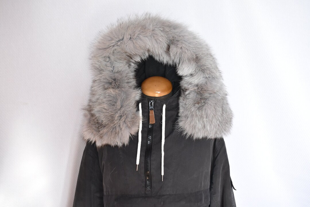Detachable Fur Trim for Hood | Fur for Hood | Fox Fur Collar | Gray Fur ...