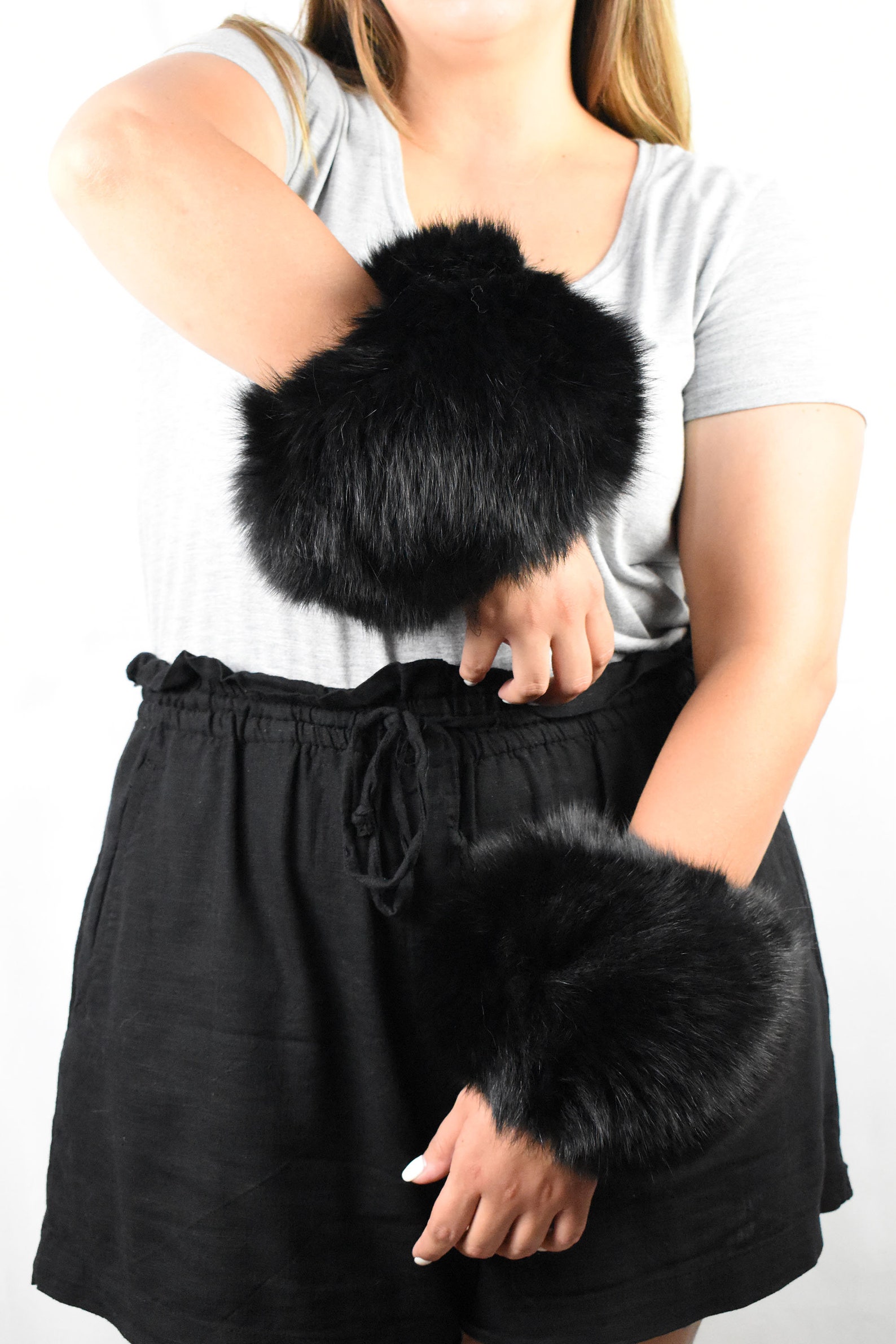 Gorgeous Black Fox Fur Cuffs Detachable Fur Cuffs Fox Fur | Etsy