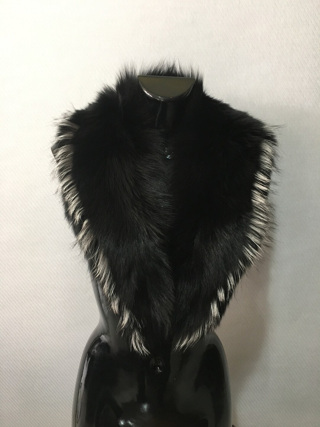 Elegant Black With Silver Fox Fur Collar - Etsy