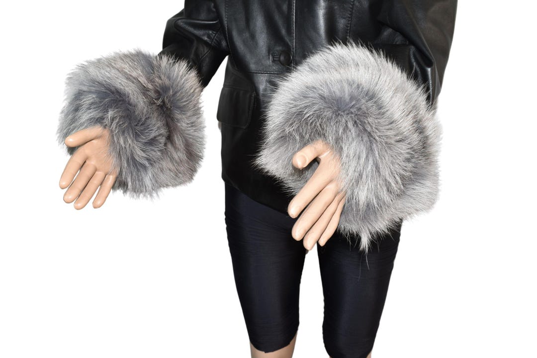 Amazing Fox Fur Cuffs, Gray Collor Fur Cuffs , Coat Cuffs, Fox Fur ...