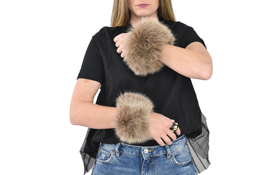 Fox Fur Cuffs,fur Wrist Band, Beige Fox Fur Cuff , Winter Coat Cuffs ...