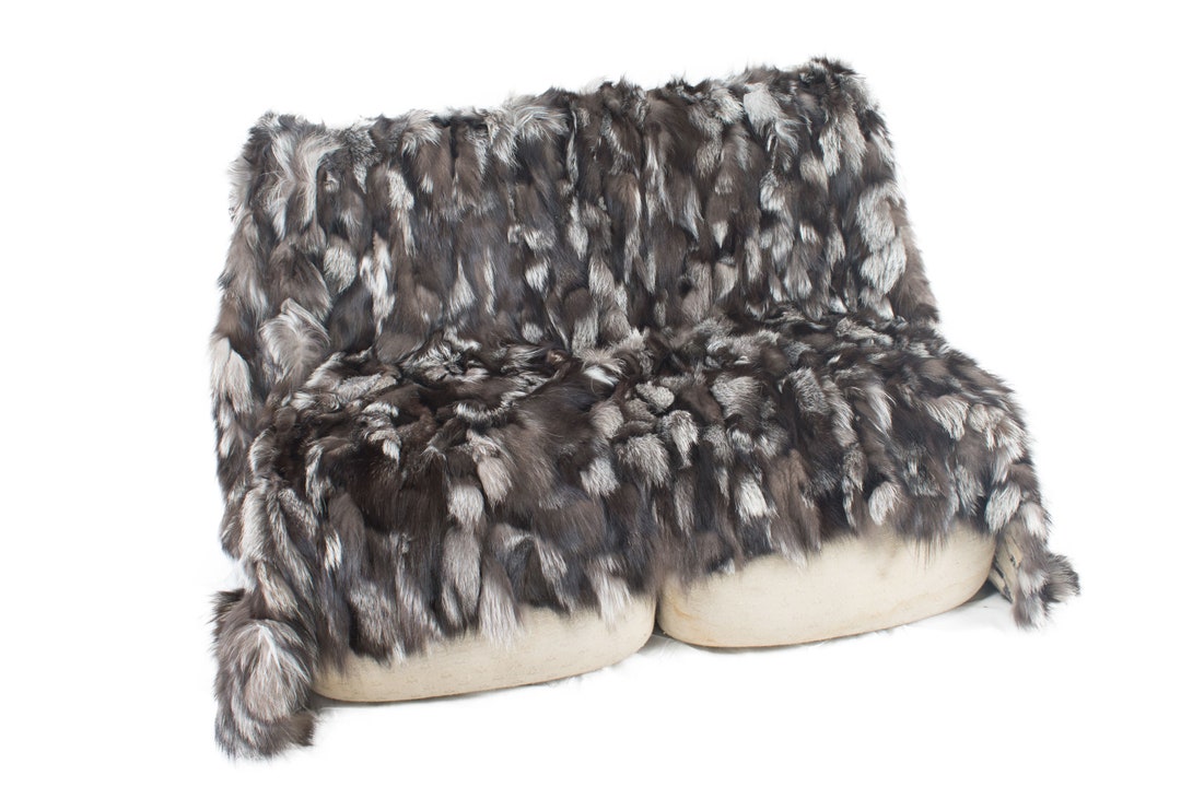 Real Silver Fox Fur Blanket. Genuine Silver Fox Fur Throw. Fox Fur ...