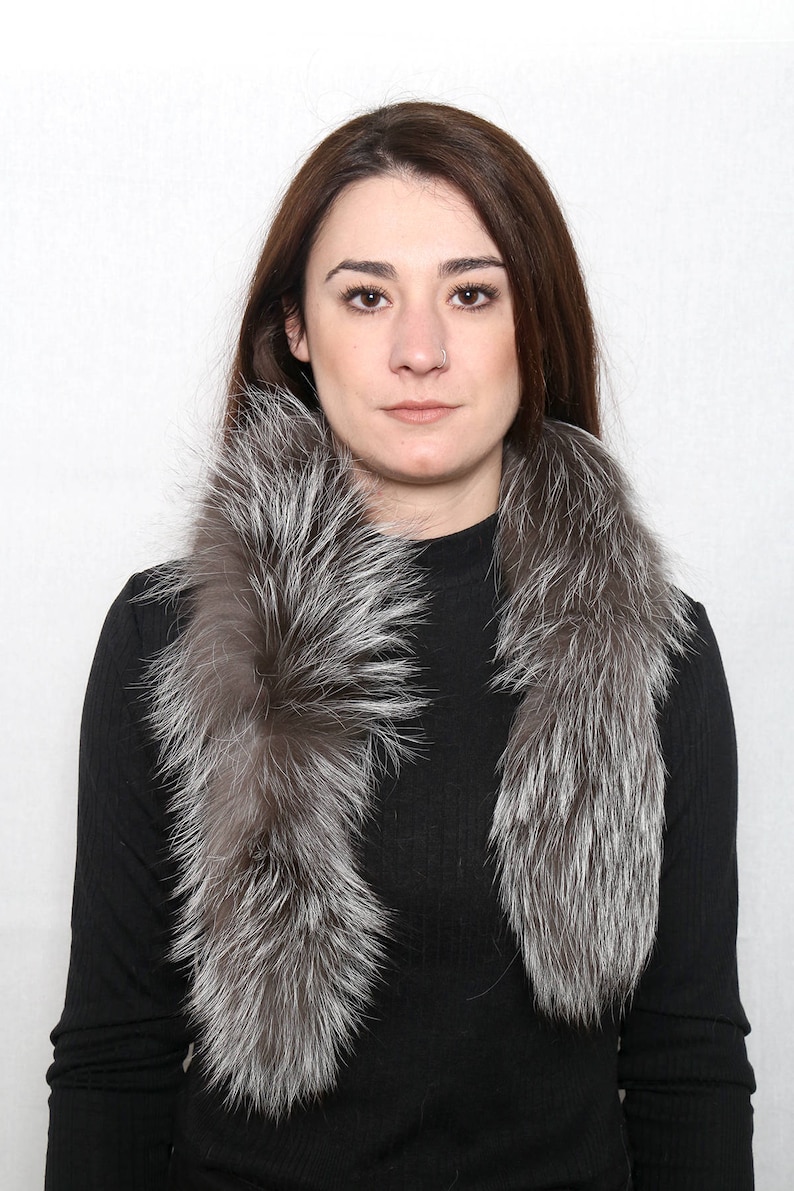Beautiful Real Fur Scarf Silver Fox Scarf Fur Collar - Etsy