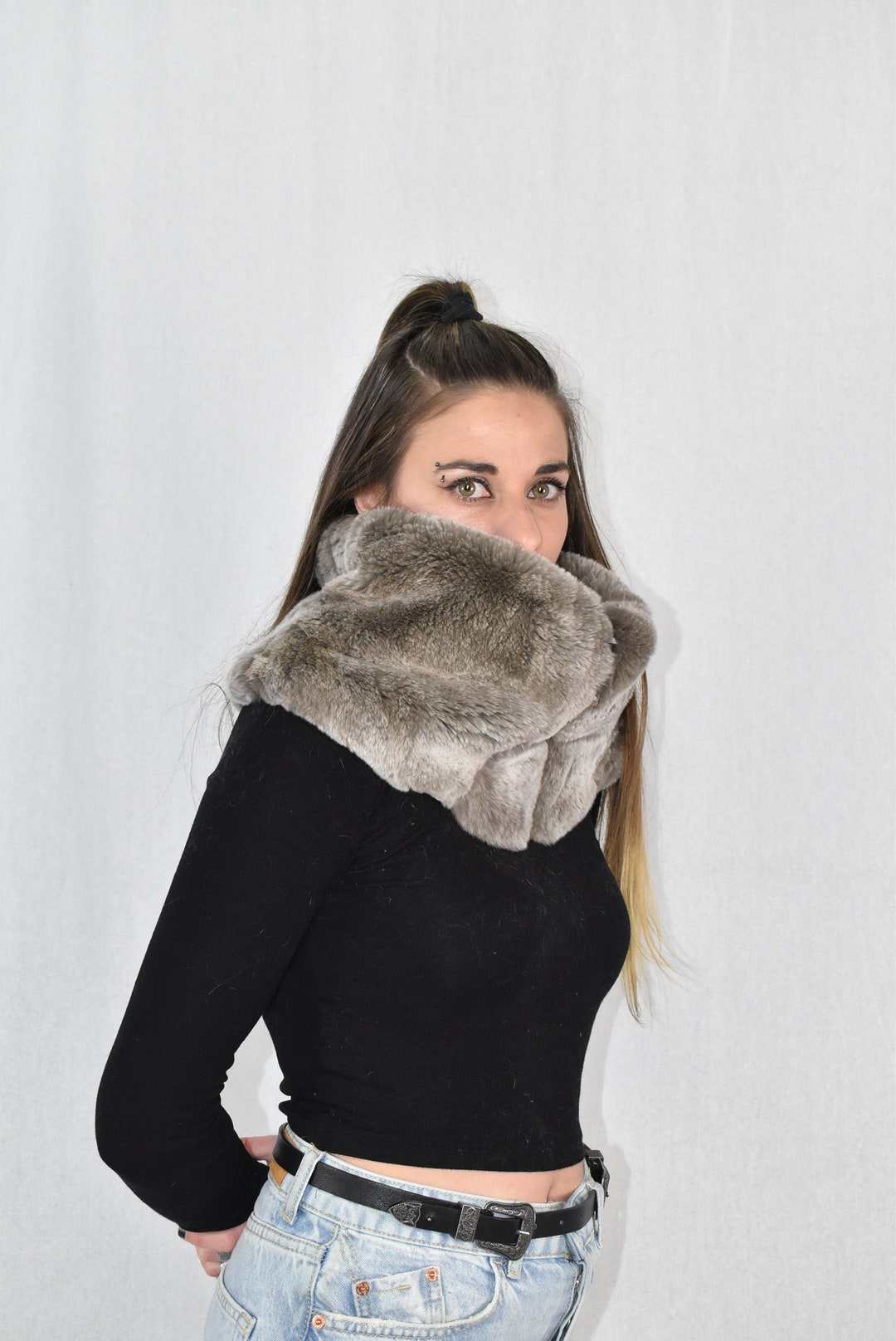 Fur Neck Warmer | Rex Rabbit Neck Warmer | Fur Scarf | Fur Collar ...