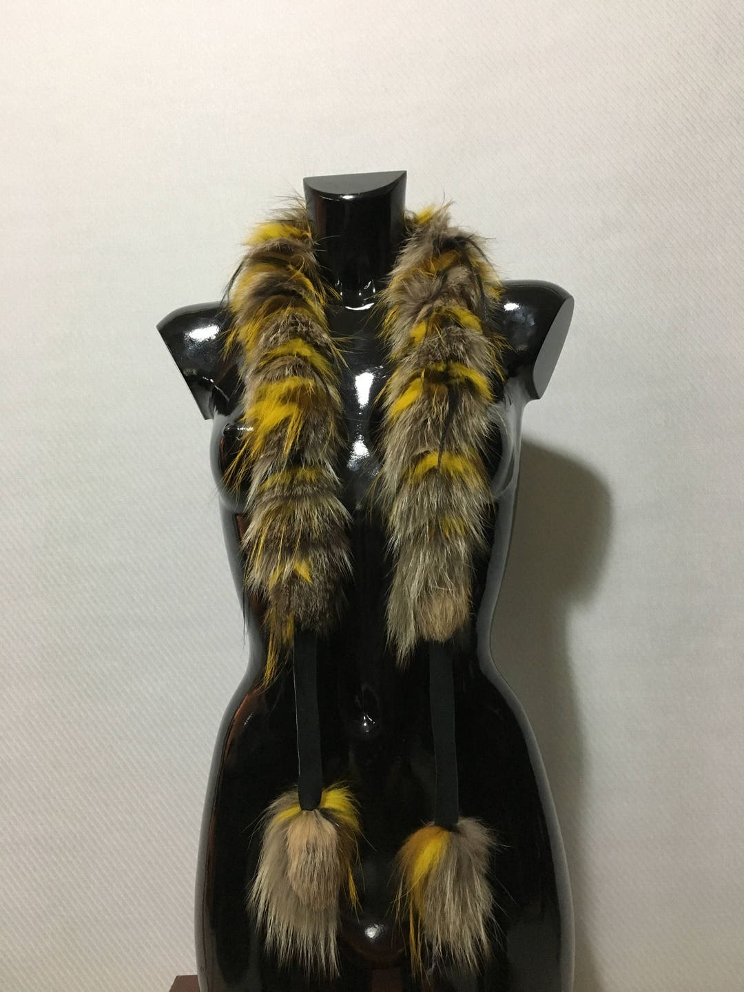 Mix Color Real Fox Fur Scarf With Pom Pom - Etsy