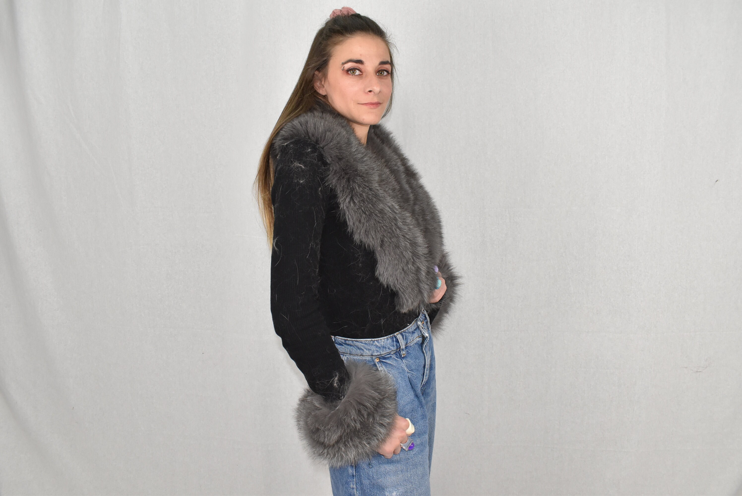 Natural Fox Fur Collar Fox Fur Cuffs Detachable Gray Fur - Etsy
