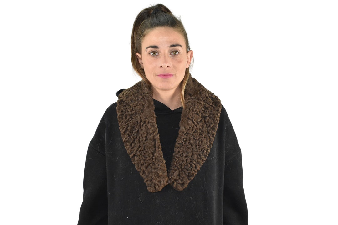 Karakul Fur Collar Brown Color, Winter Fur Collar for Men and Women ...