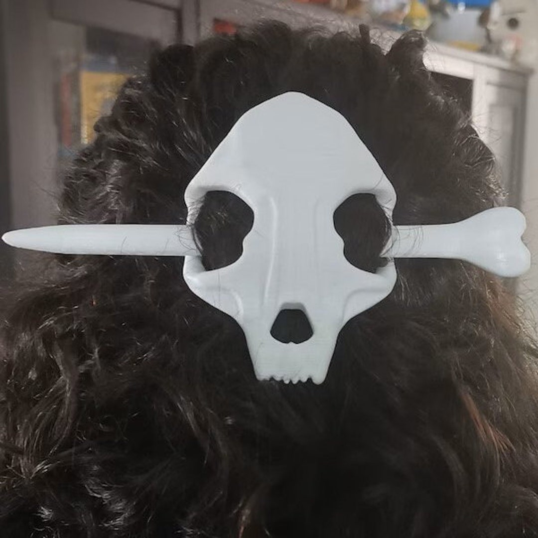 Stylised Cat Skull Bone Hair Stick - Etsy
