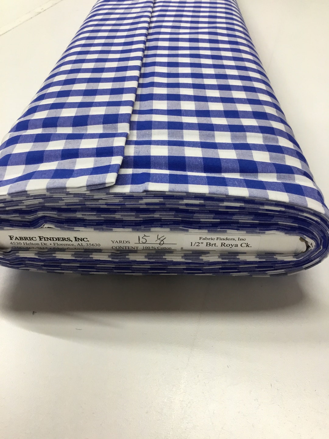 Bright Royal Blue Gingham Fabric 1/2 Inch Gingham Fabric Finders Check ...
